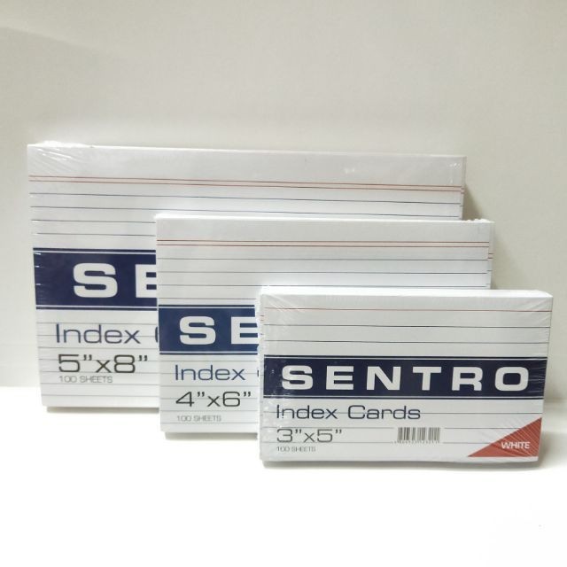Office Essentials Index Cards Set - 3x5, 4x6, and 5x8 Sizes | Shopee ...