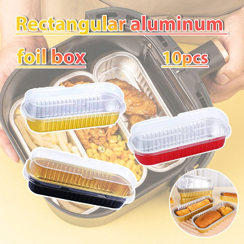 10pcs Aluminum Foil Baking Cake Box Cupcake Baking Pan Pudding Box With ...
