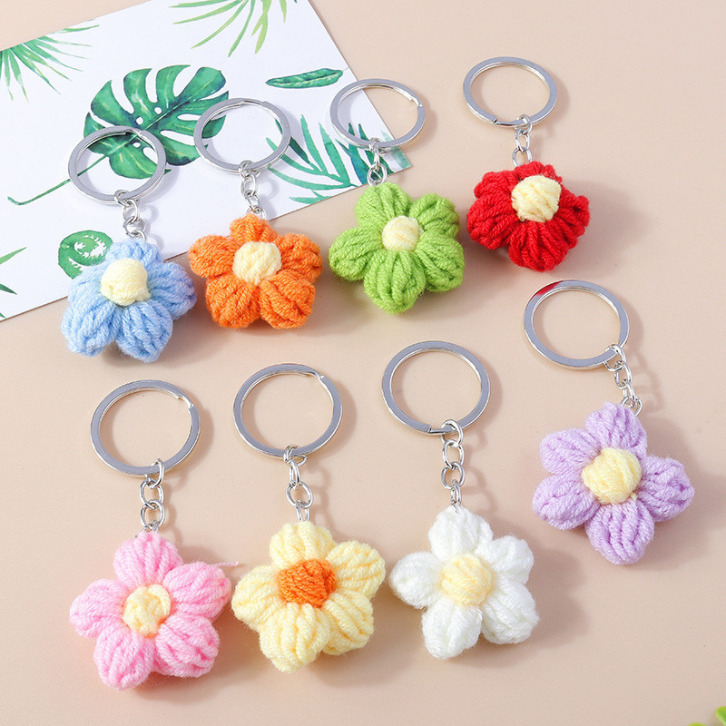 Handmade Knitted Keychain for Women and Girls Cute Key Ring Crochet ...