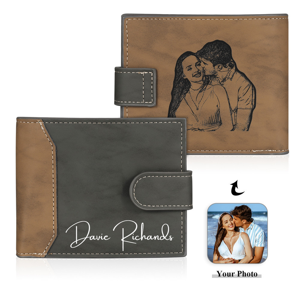 Customized Picture Wallet for Men Leather Personalized Wallet with Name ...