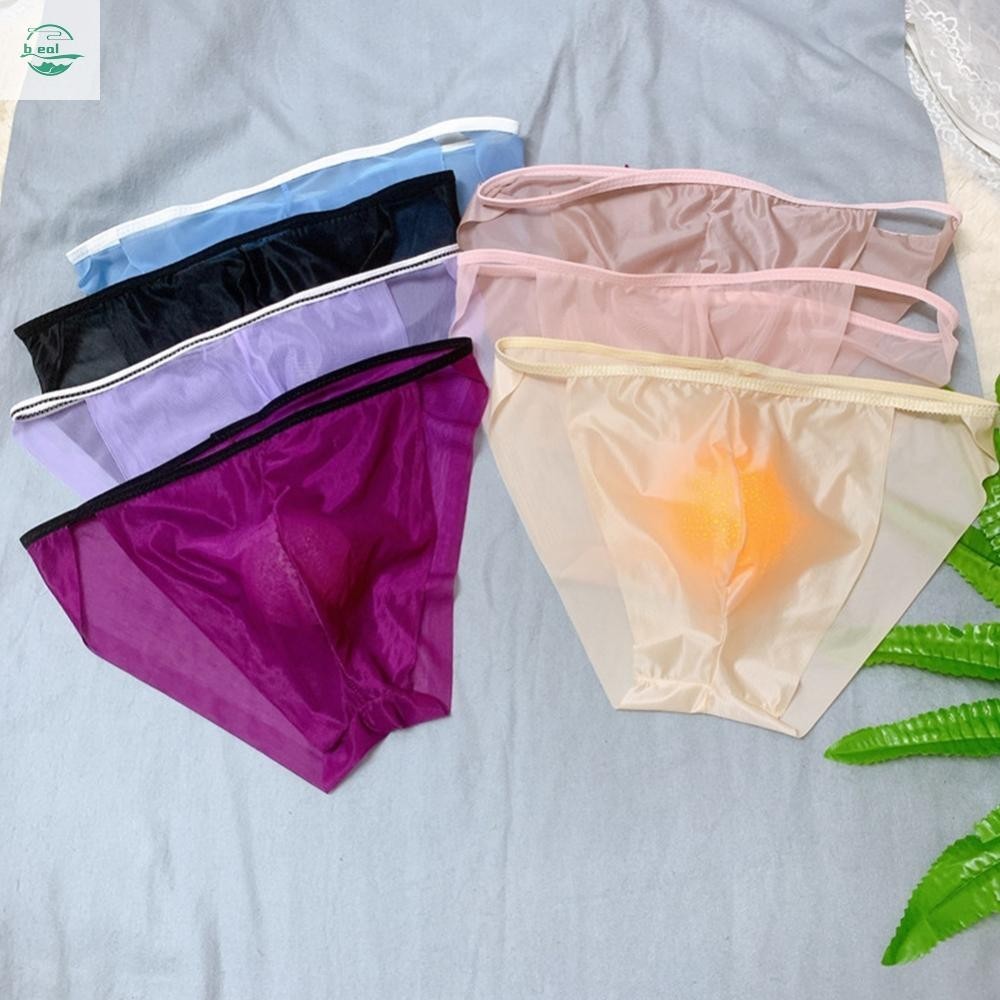 Mens Mesh Sheer G-string Briefs Thong Underwear Bulge-Pouch Panties ...