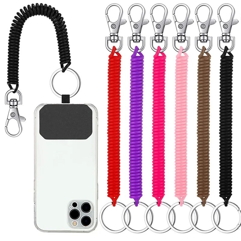 Telescopic Spring Phone Lanyard - Elastic Spring Rope - Key Chain Clip ...
