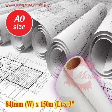 A0 841mm x 150m x 3" Core Plan Paper Roll Plotter Paper Roll / Plan ...