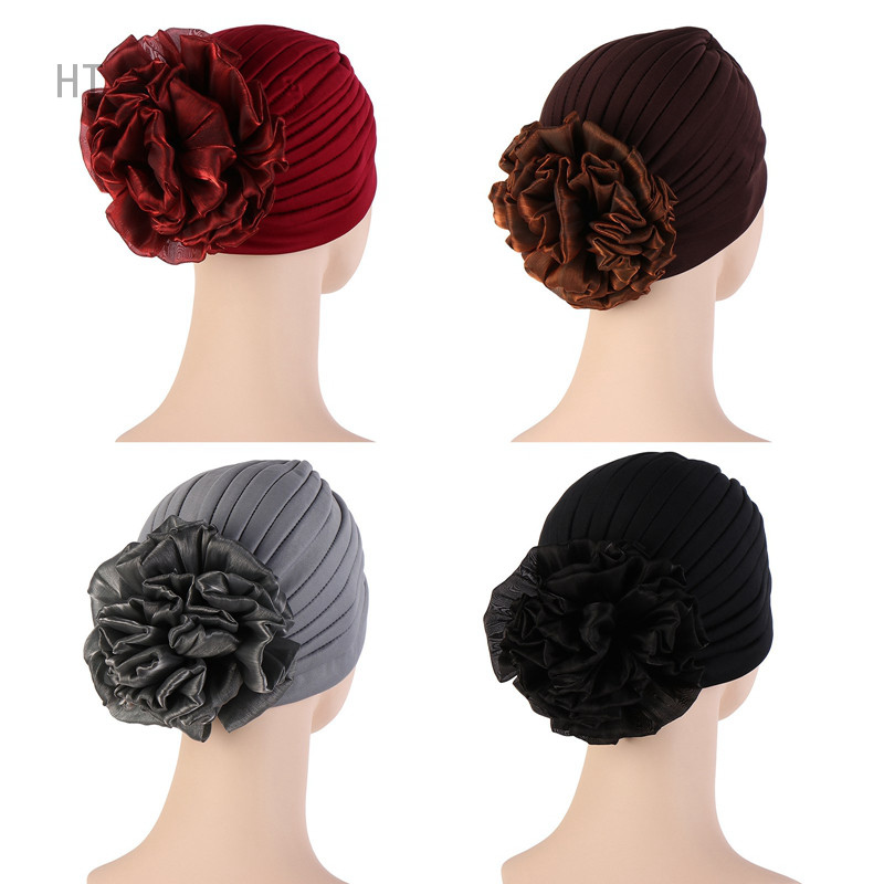 Women Floral India Hat Flower Stretchy Beanie Turban Bonnet Chemo Cap ...
