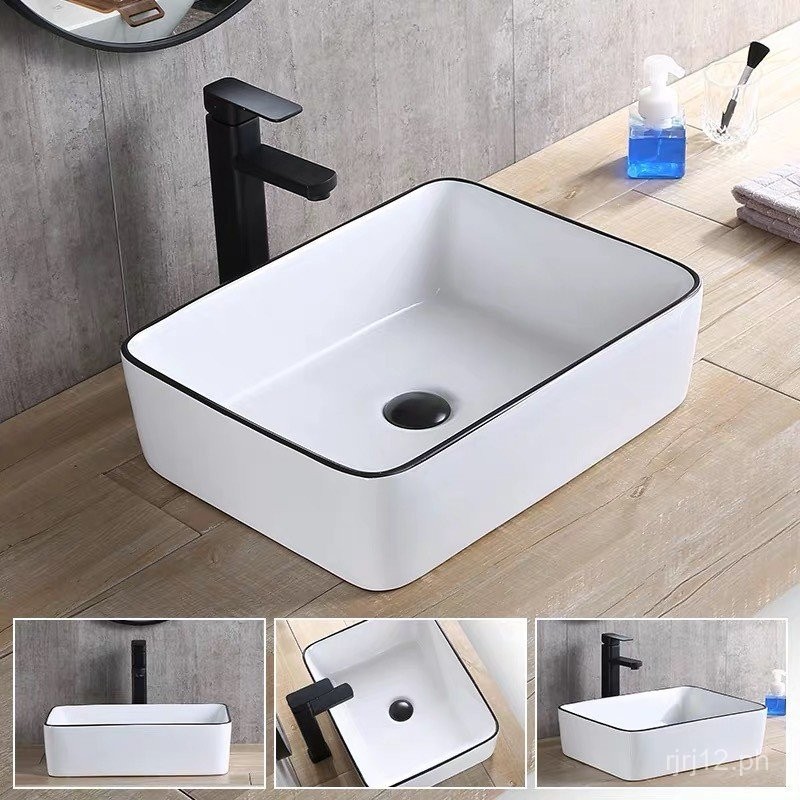 Modern Nordic Black Edge Countertop Basin Oval Hotel Wash Basin ...