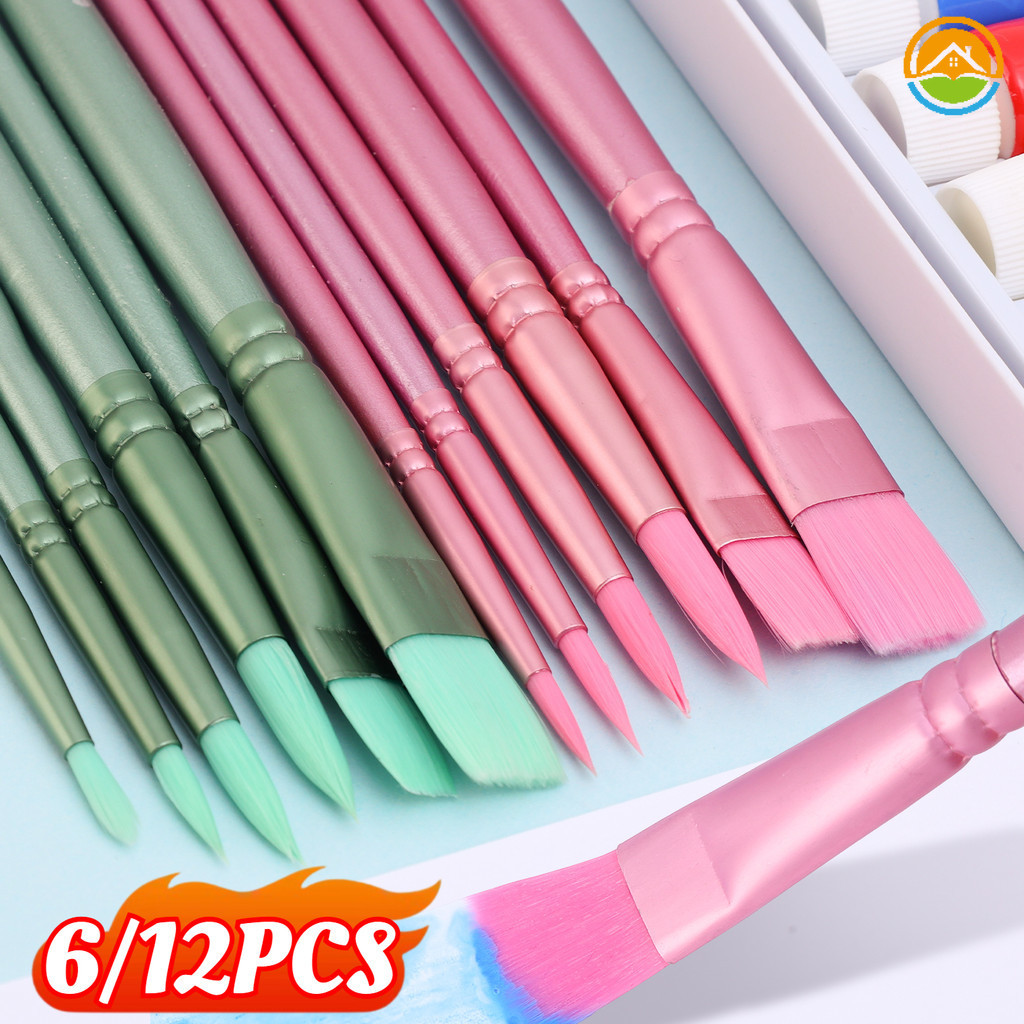 Soft Hair Painting Brush Set - Professional Pointed Flat Head ...