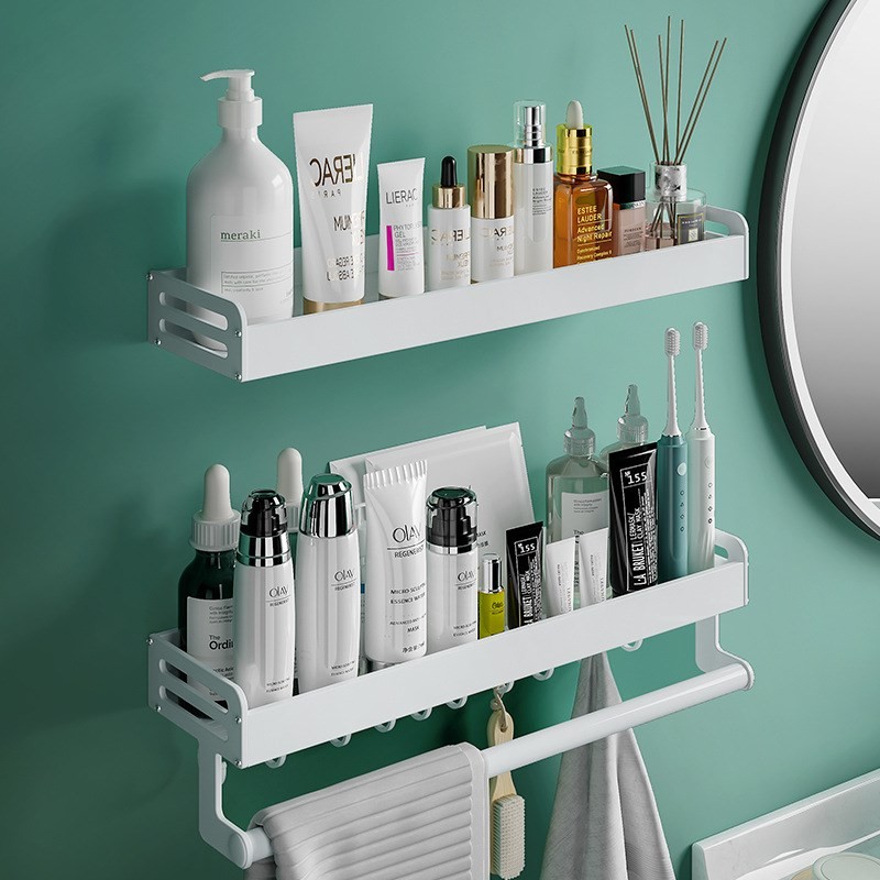 No-Drill Space Aluminum Toilet Bathroom Storage Rack Wall-Mounted Towel ...