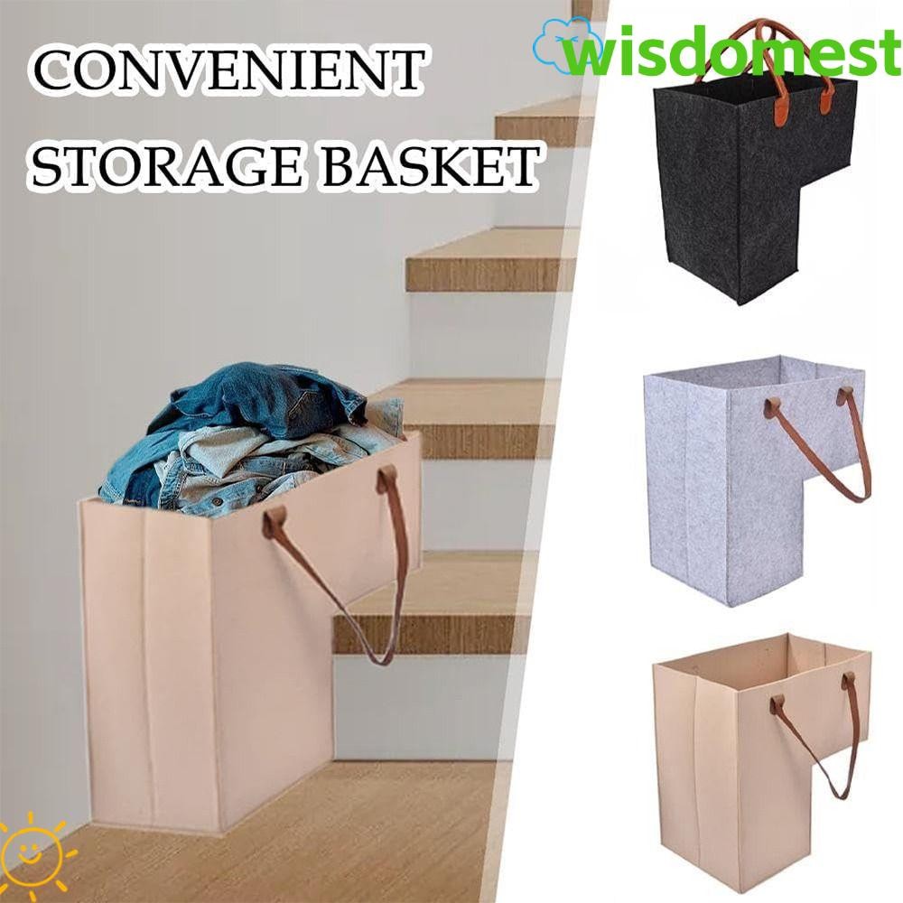 WISDOMEST Storage Basket, Elegant Felt Stair Organizer Stair Basket ...