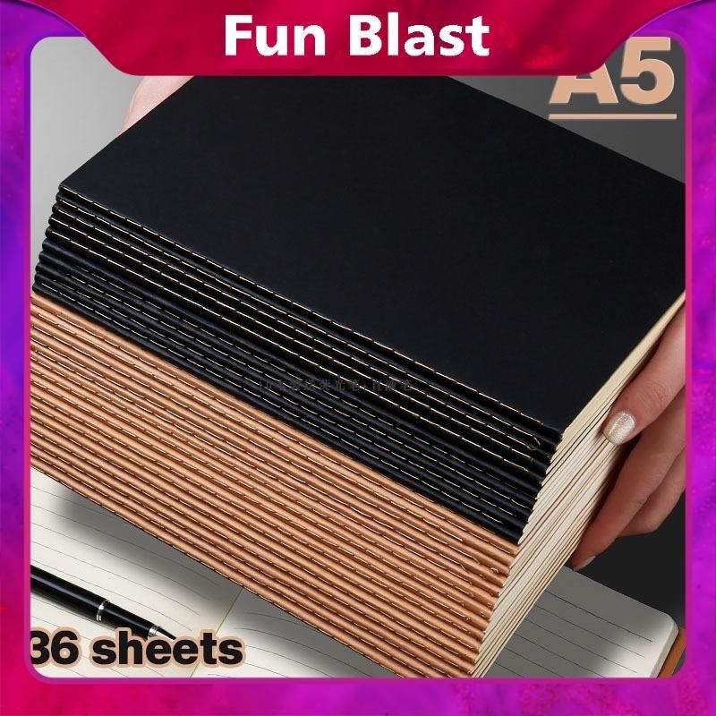A5 Retro Craft Notebook Line/Blank 36 Sheets Black/Khaki Notebooks ...