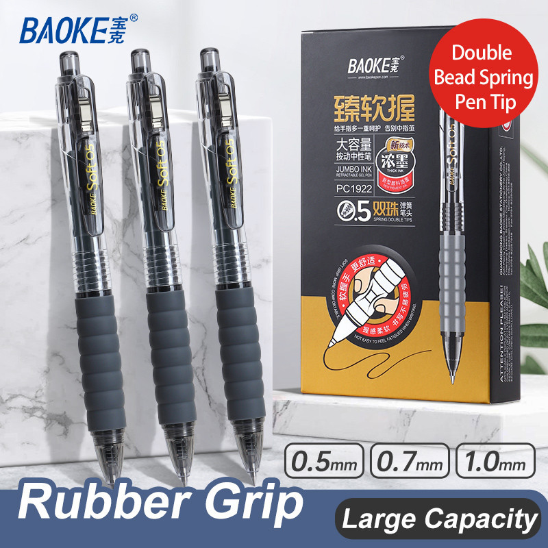 BAOKE Retractable Ball Pen High-capacity 0.5mm/0.7mm/1.0mm Black Gel ...