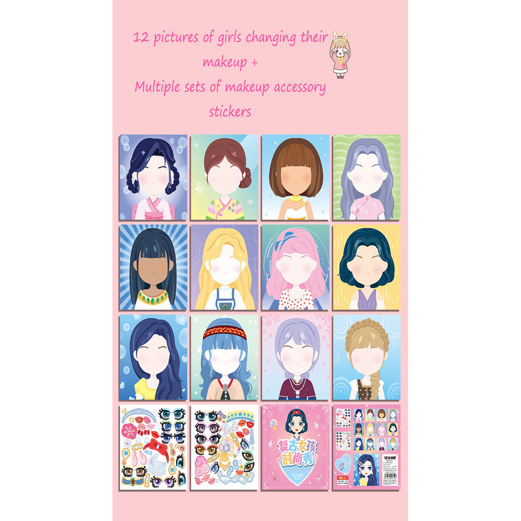 Sticker Book Paper Doll Stickers Book Dress Up Whole Body Dress Up Girl ...