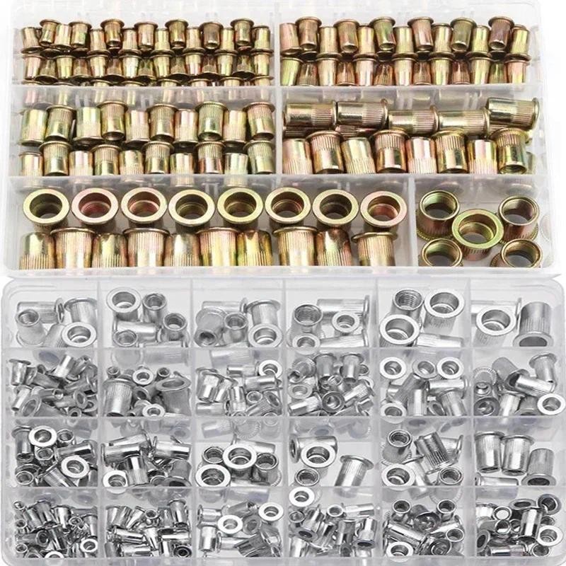 300pcs Carbon Steel Aluminum Flat Head Threaded Rivet Insert Nutsert Cap Rivet Nut Screw ...
