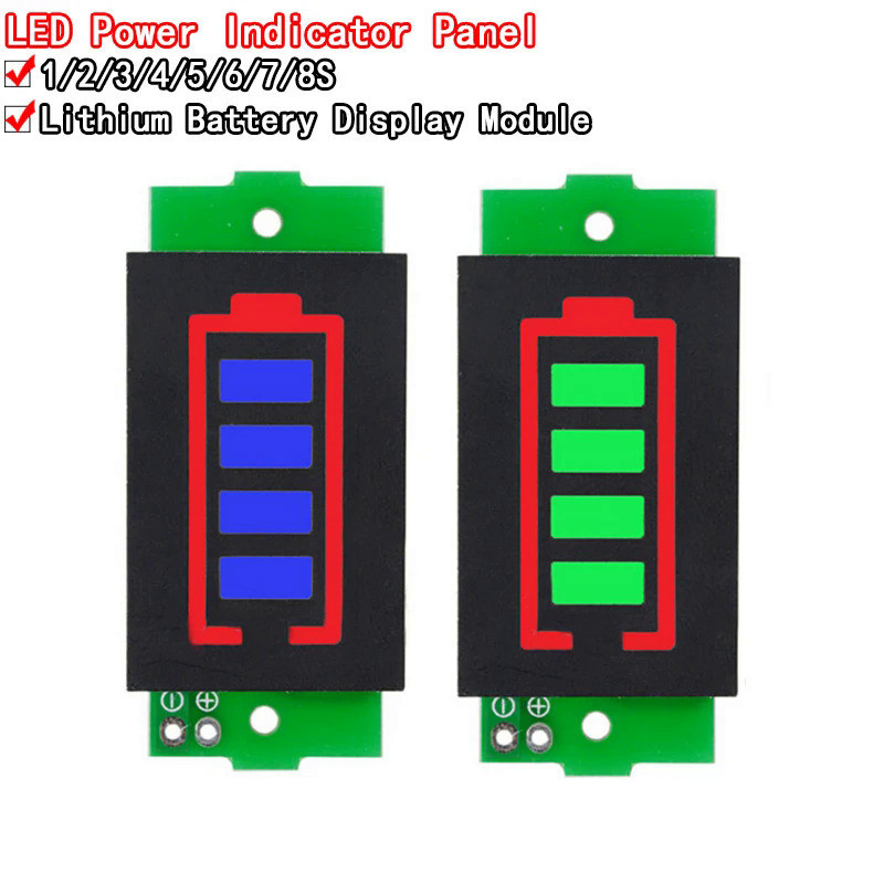 1/2/3/4/5/6/7/8S Lithium Battery Capacity Indicator Module Blue Green ...