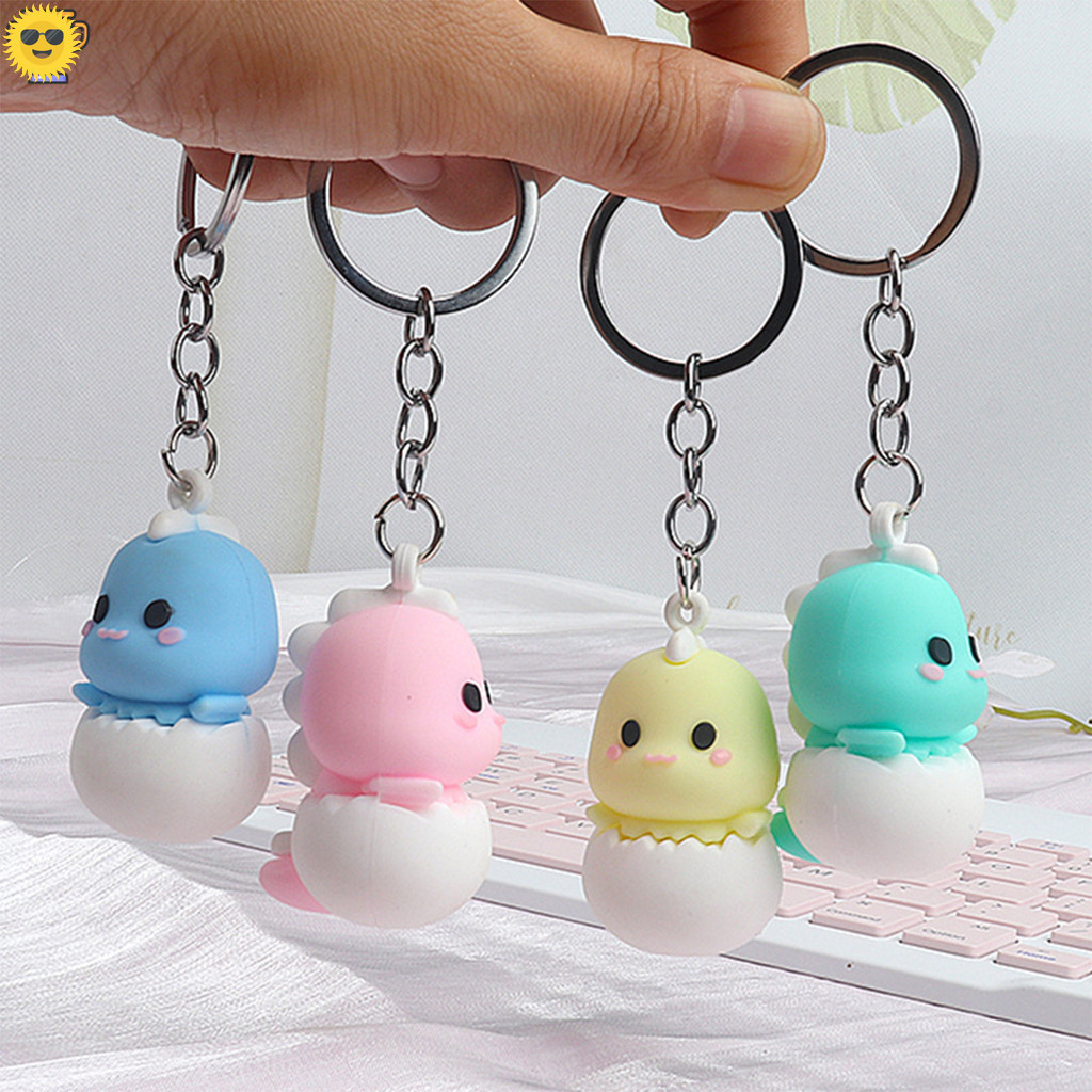 New Cute Dinosaur Egg Cute Keychain PVC Doll Bag Car Keychain Pendant ...