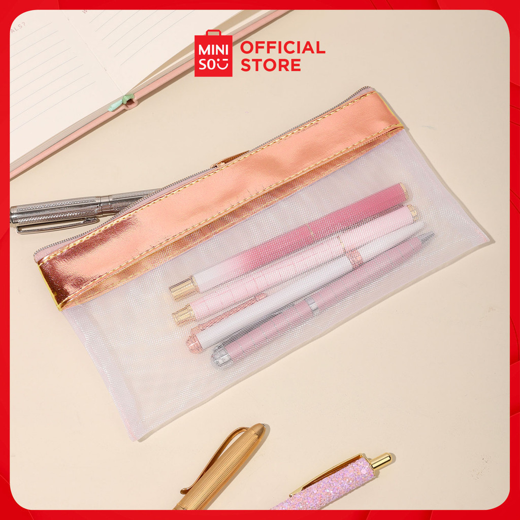 MINISO Rose Gold Series Mesh Stationery Case | Shopee Philippines