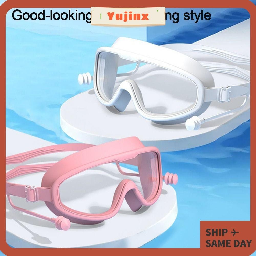 YUJINX Kids Swimming Goggles, with Earplugs Big Frame Swim Eyewear ...