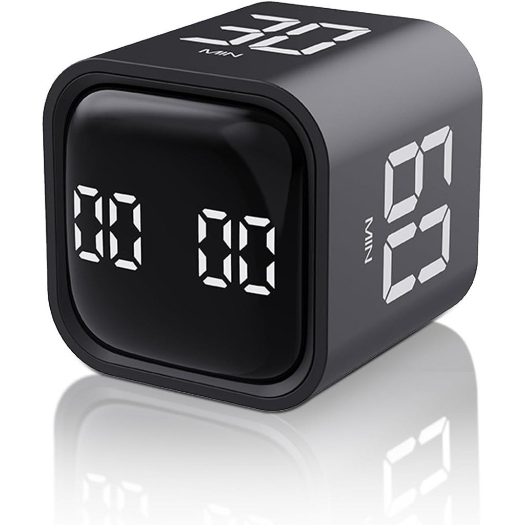Digital Cube Timer Adjustable Sound & Vibration Rotation Kitchen Timer ...