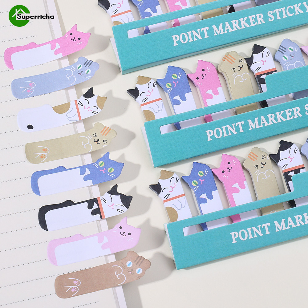 240 Sheets Cute Cat Index Tabs - Cartoon Self-Adhesive Memo Pad Label ...