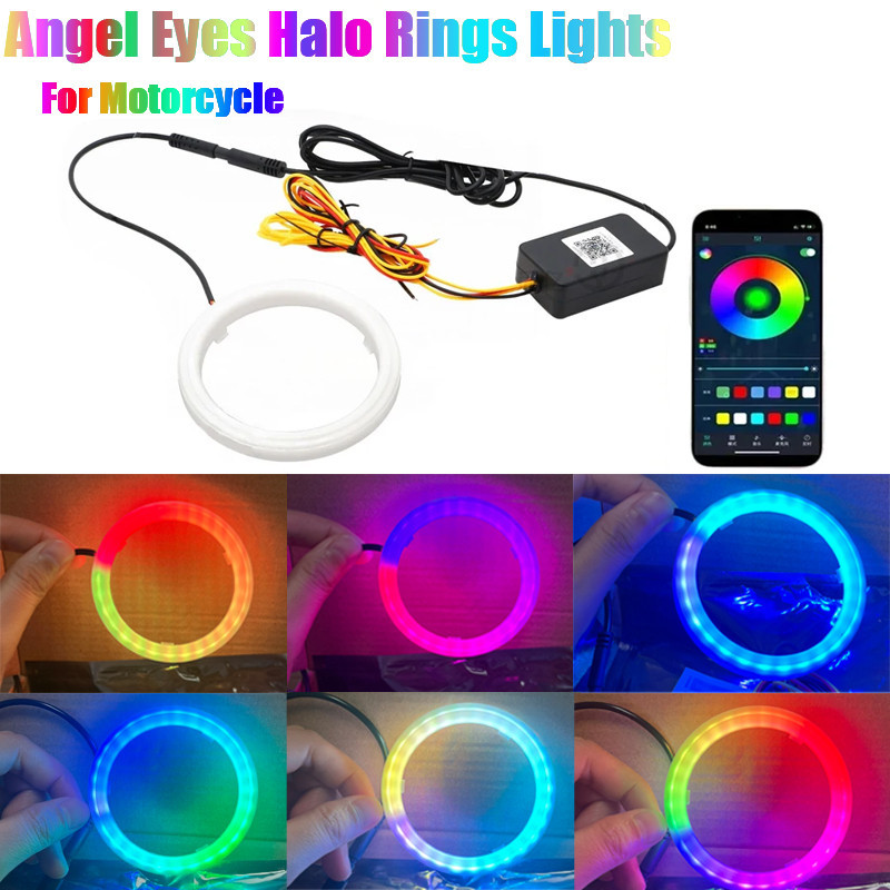1Pcs For Motorcycle RGB Angel Eyes Halo Rings Lights with Turn Signal ...