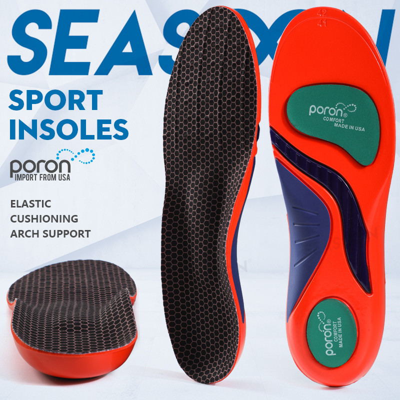Poron Shock Absorption Insoles Flat Feet arch support Insole Heel Pain Relief Shoes Pad ...