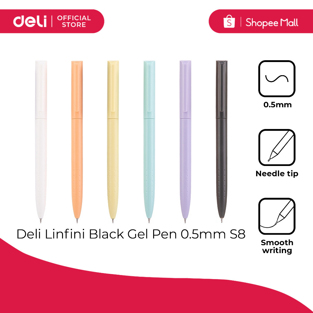 Deli S8 Linfini Black Gel Pen 0.5mm | Shopee Philippines