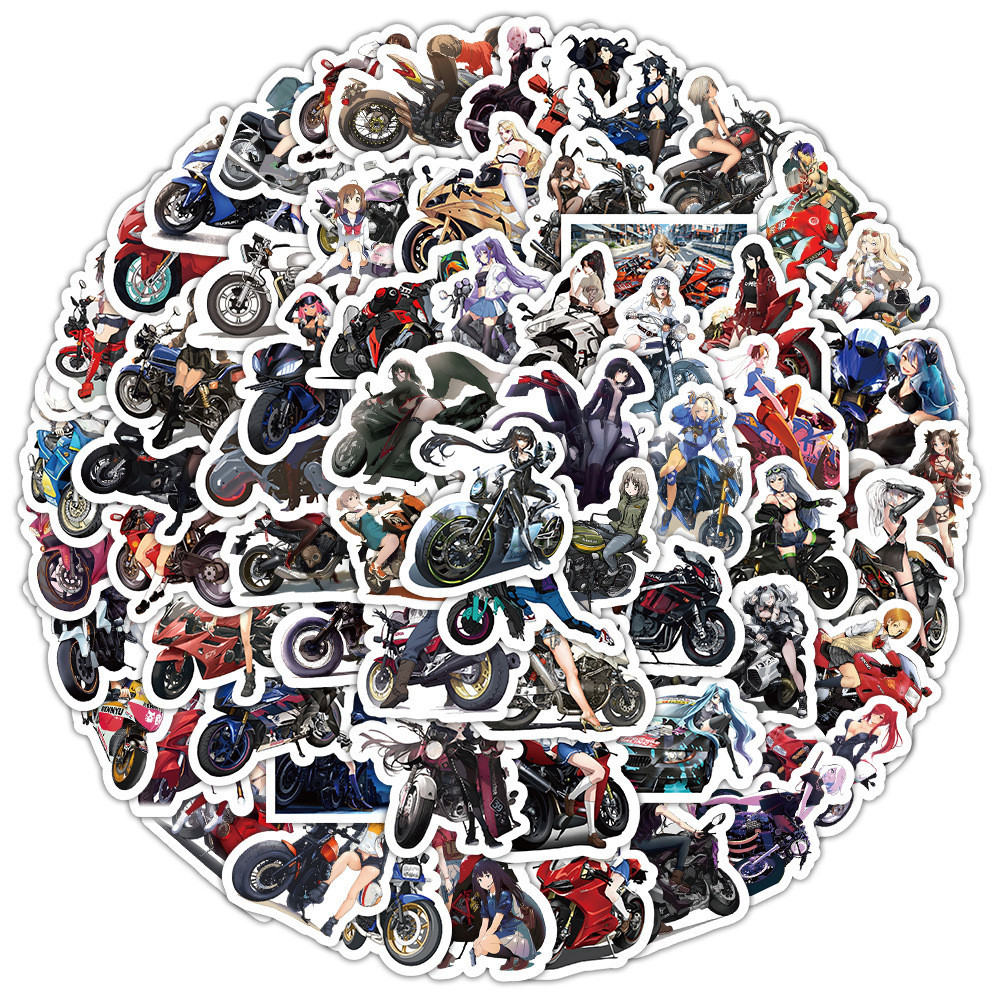 100PCS Cool and Handsome Girl Motorcycles Waterproof Graffiti Stickers ...