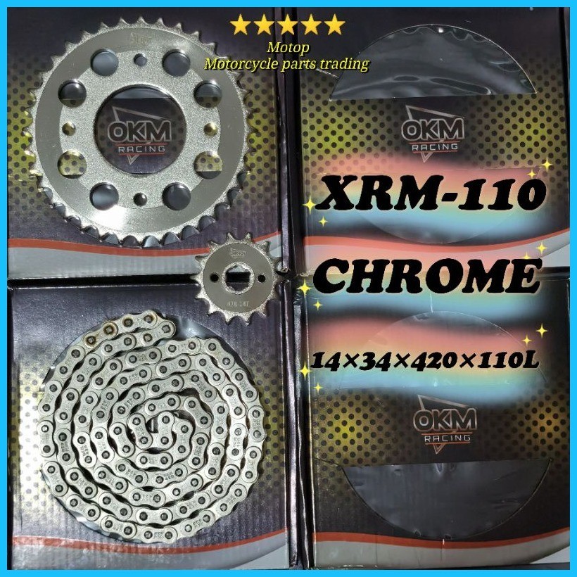 OKM RACING CHAIN & SPROCKET SET (XRM110) AVAILABLE CHROME & GOLD ...