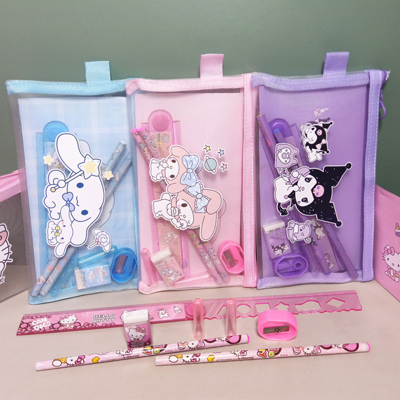 8pcs Sanrio Kuromi Hello Kitty Stationery Set Cinnamoroll Melody Kids ...
