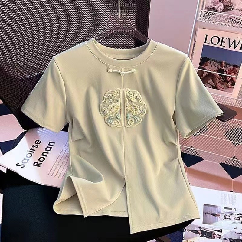 Chinese Style Short Sleeved T-shirt Versatile Top Blouse for Women ...