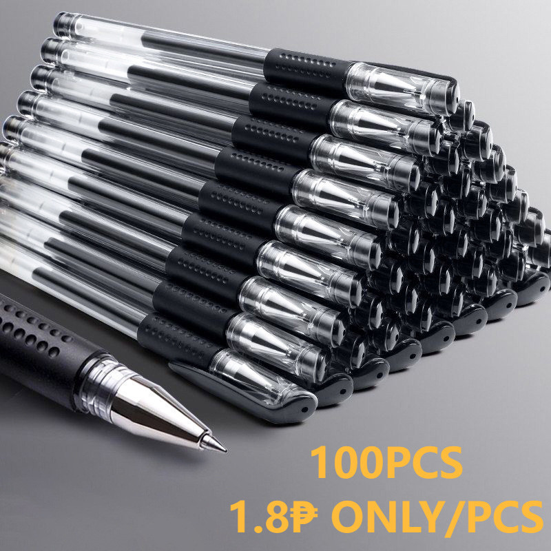 Gel Pen 100pcs Black 0.5mm Ballpoint Pen Bullet Head Pen School ...