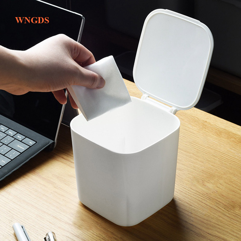 Garbage Basket Plastic Mini Dustbin For Home Office Desktop with Swing ...