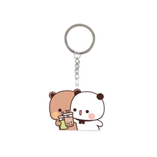 CABEZA Super Cute Couple Keychain, Acrylic Cartoon Bubu Dudu Panda Bear ...