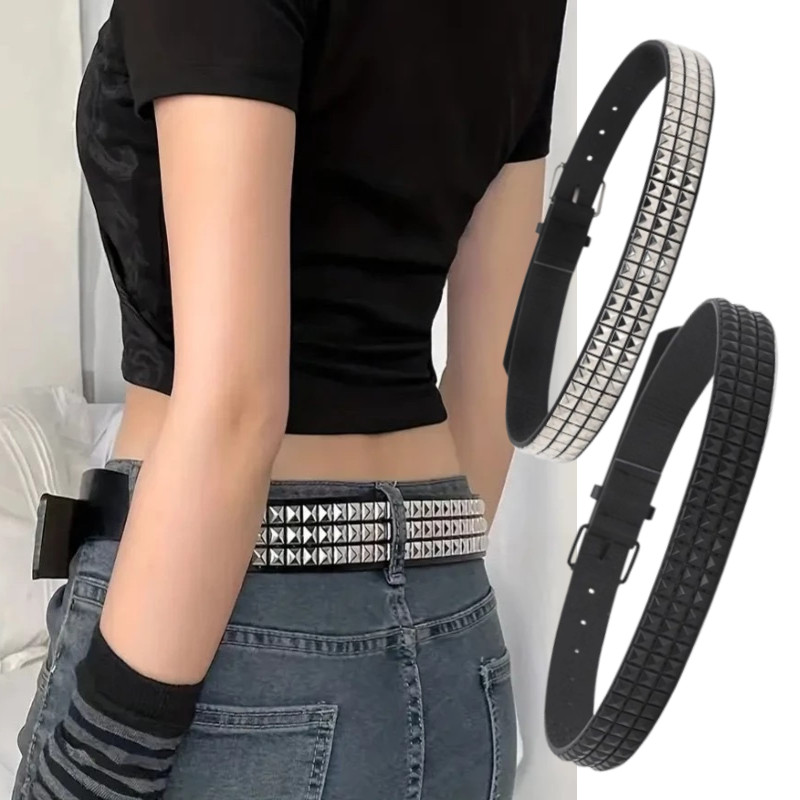 Fashion Rhinestone Rivet Y2K Belt Men&Women's Studded Belt Punk with ...