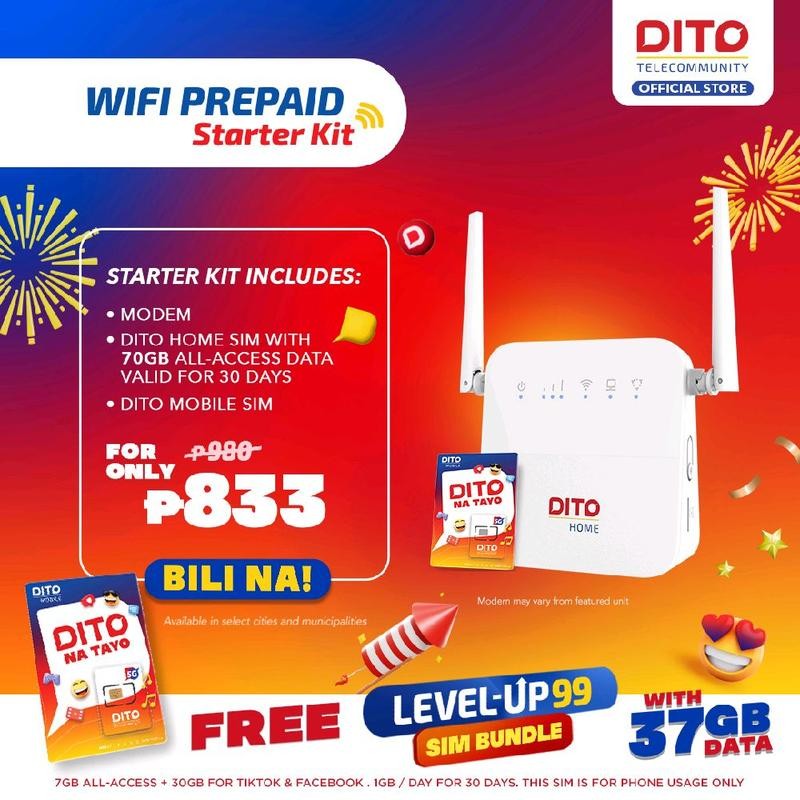 DITO Home WiFi Prepaid Starter Kit with 70GB Data | Shopee Philippines