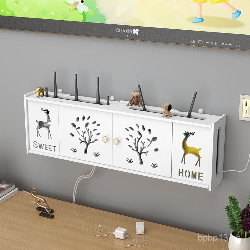 Wireless Router Storage Box Wall-mounted No-drill WiFi Storage Rack Cat ...