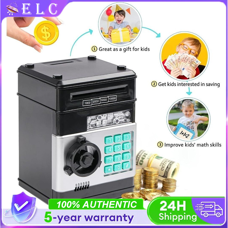 Electronic Piggy Bank Saving Box with Password ATM Machine Savings Bank ...