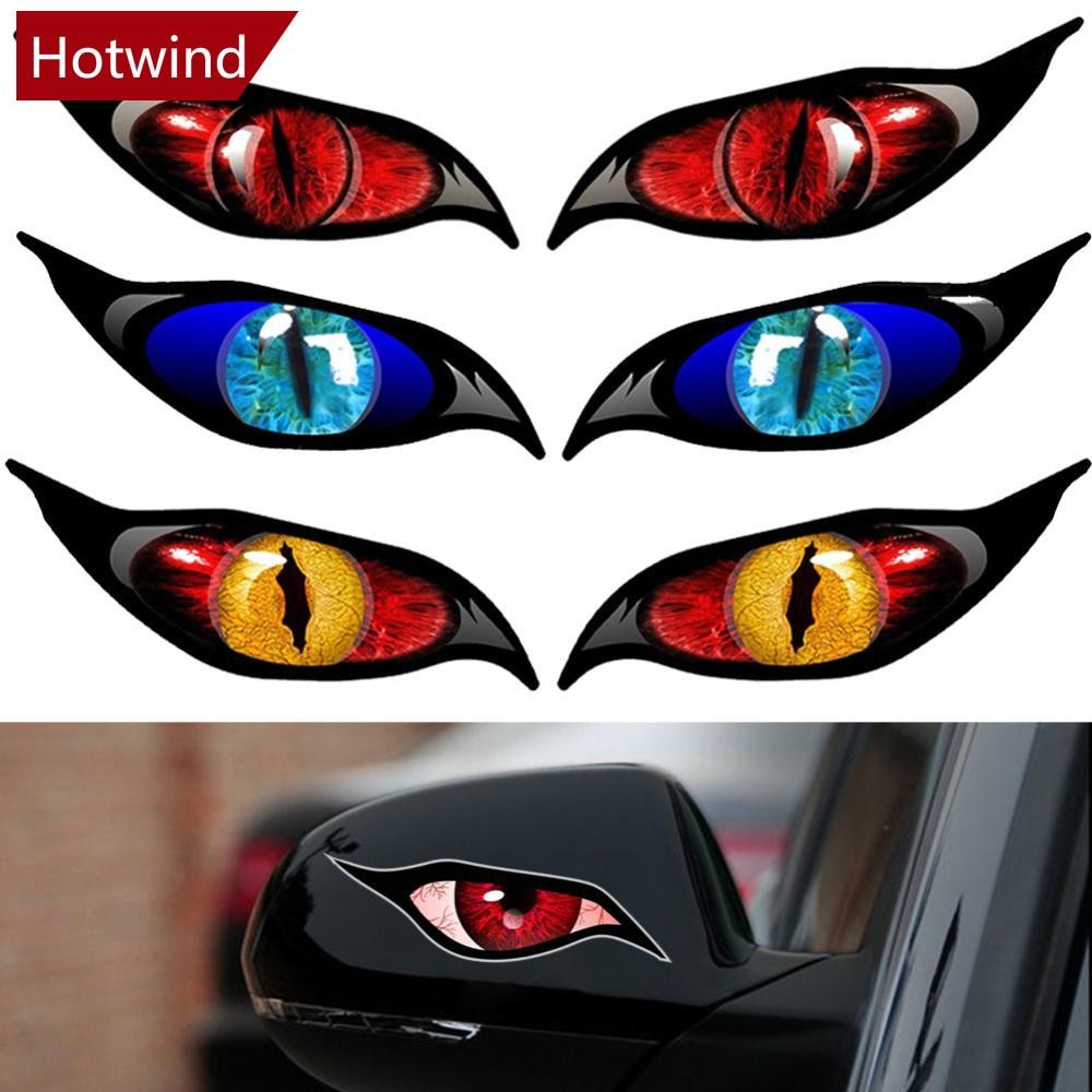 2Pcs 3D Stereo Motorcycle Reflective Cat's Eyes Sticker Mirror Decal ...