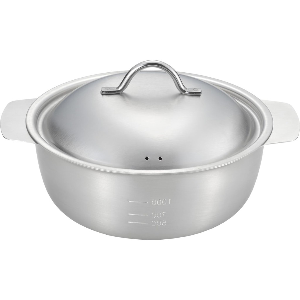 YOSHIKAWA DOUBLE-HANDED POT 18cm 1.7L, with scale, for both IH and gas ...