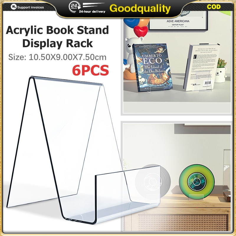 6pcs Acrylic Bookshelf Transparent Display Stand Storage Rack Product ...
