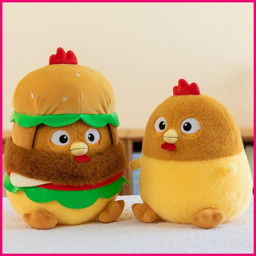 Plush Pillow Stuffed Chick Cuddly Burger Chicken Cartoon Doll Stuffed ...