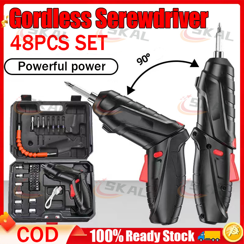 Cordless Screwdriver 48PCS Set DIY Electric Barena Drill Set ...