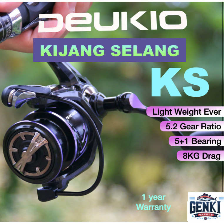 MESIN Deukio KS Kijang Hose Spinning Reel Lightweight 5:2, 5+1 BB Long Cast 2500/3000 Fishing ...