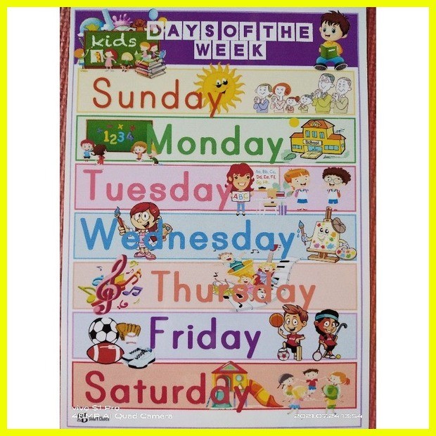Laminated Days of the Week and 7 Araw sa Isang Linggo Educational Chart ...