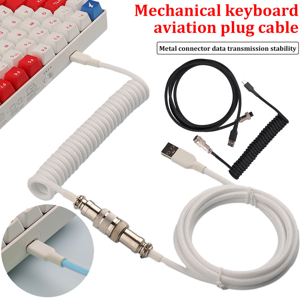Coiled Keyboard Cable USB C for Mechanical Gaming Keyboard Double ...