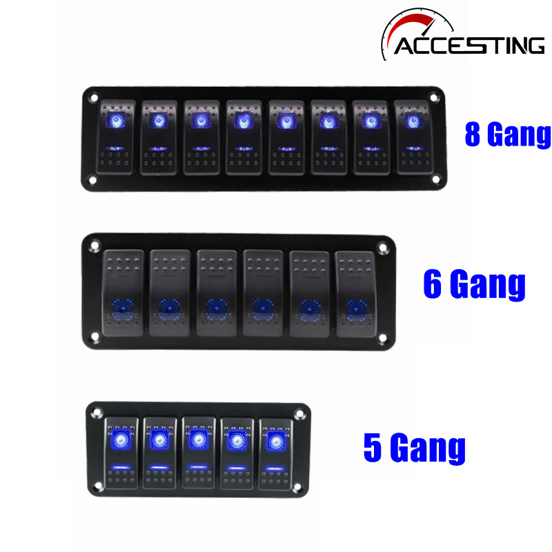 Blue LED 5/6/8 Gang Boat Rocker Switch Panel 12V Switch Panel ...
