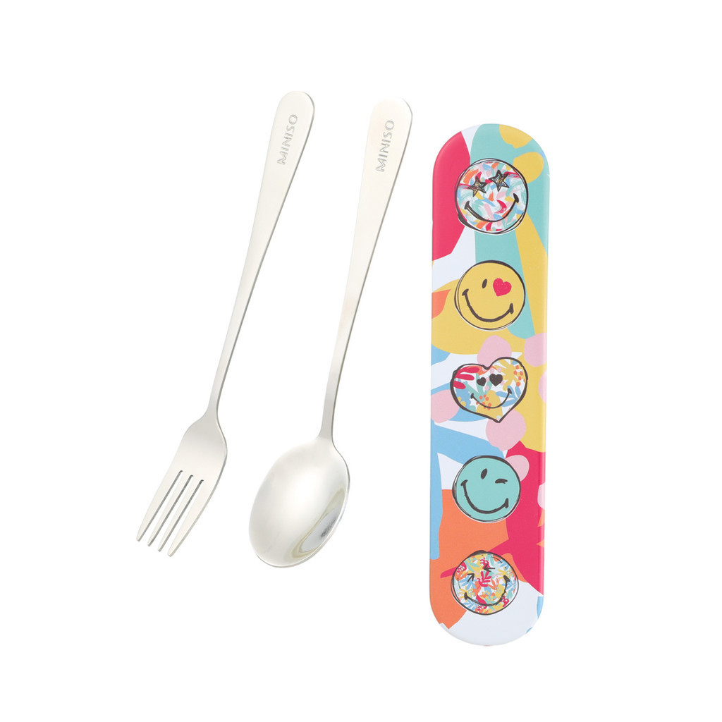 MINISO Smiley Series Flatware Set Fork & Spoon Yellow | Shopee Philippines