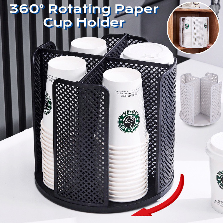 Turntable Paper Cup Holder 360° Rotating Desktop Coffee Cup Dispenser ...