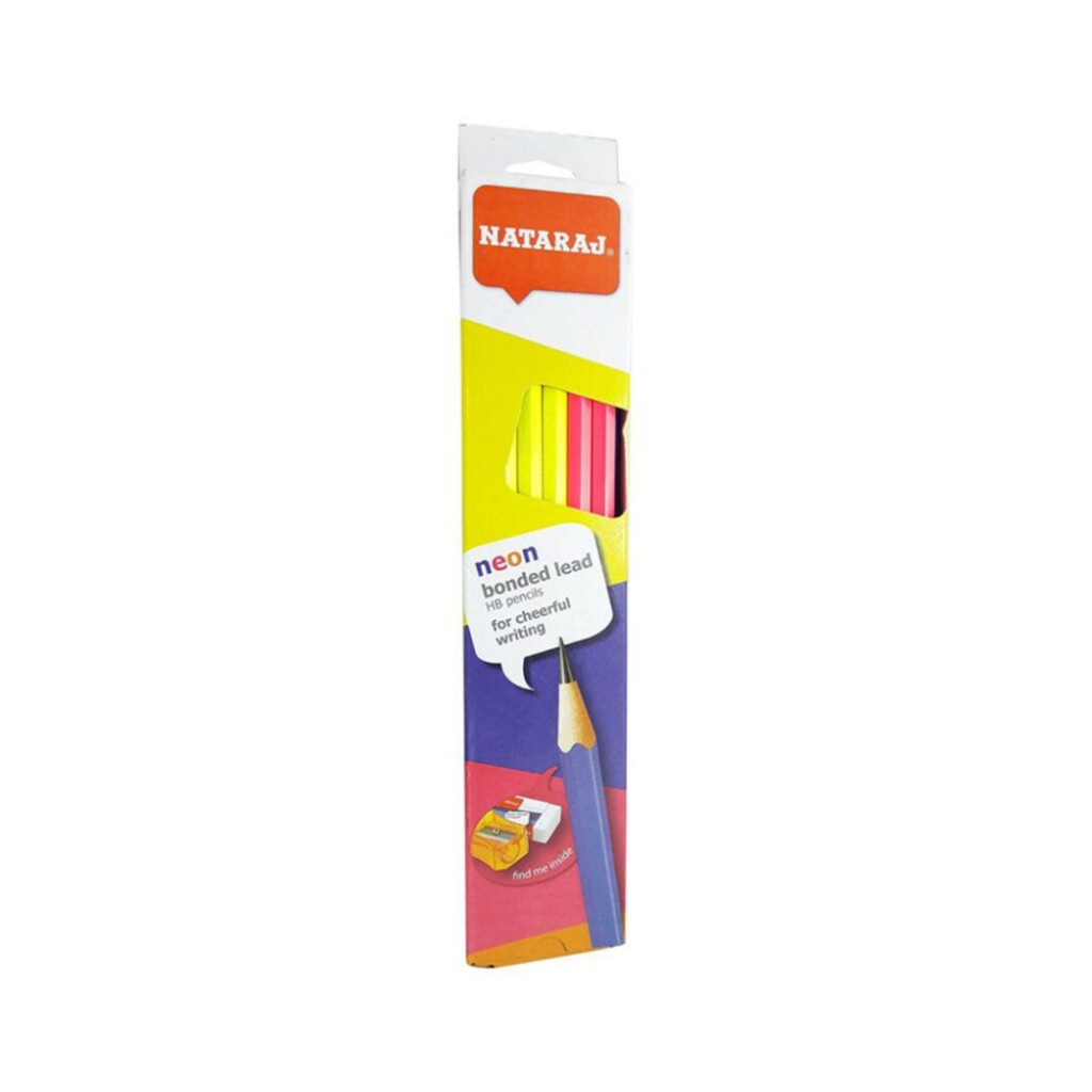 M.TRADING Nataraj Neon Colors Pencil HB w/ FREE Sharpener (12 pcs ...