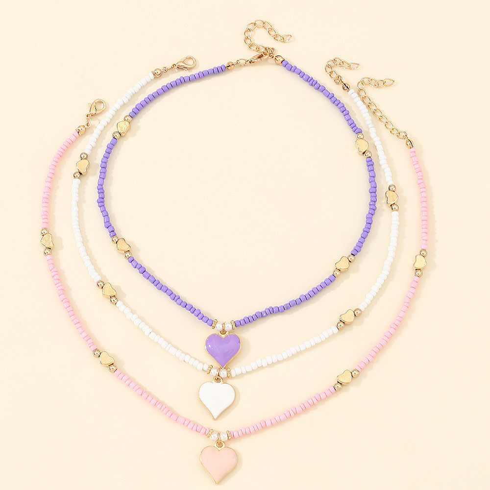 Girl's Jewelry Children's Love Rice Beads Necklace Set Girl's Cute ...