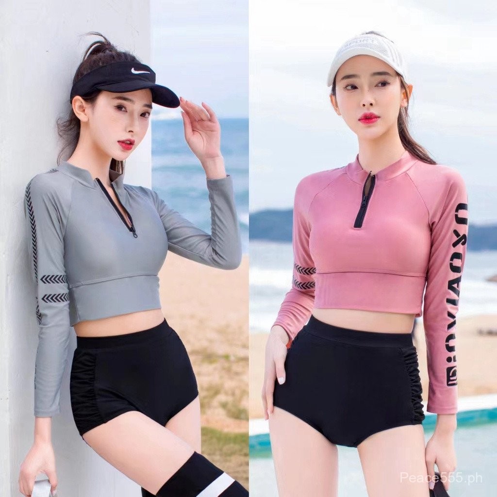 Fashionable sports women's swimsuit suit high waist covering belly thin ...
